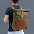 17" laptop tech backpack »Arthur« canvas & leather | DRAKENSBERG