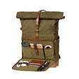 17" laptop tech backpack »Arthur« canvas & leather | DRAKENSBERG